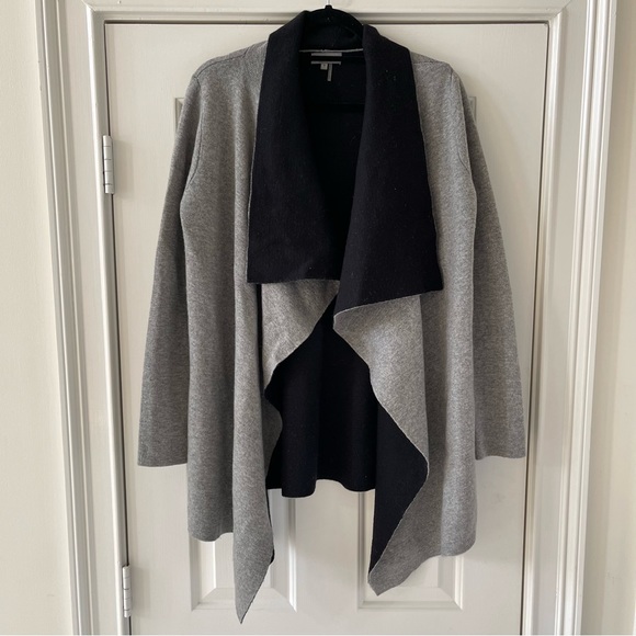 Neiman Marcus | Sweaters | Neiman Marcus Grey Black Drape Cardigan ...